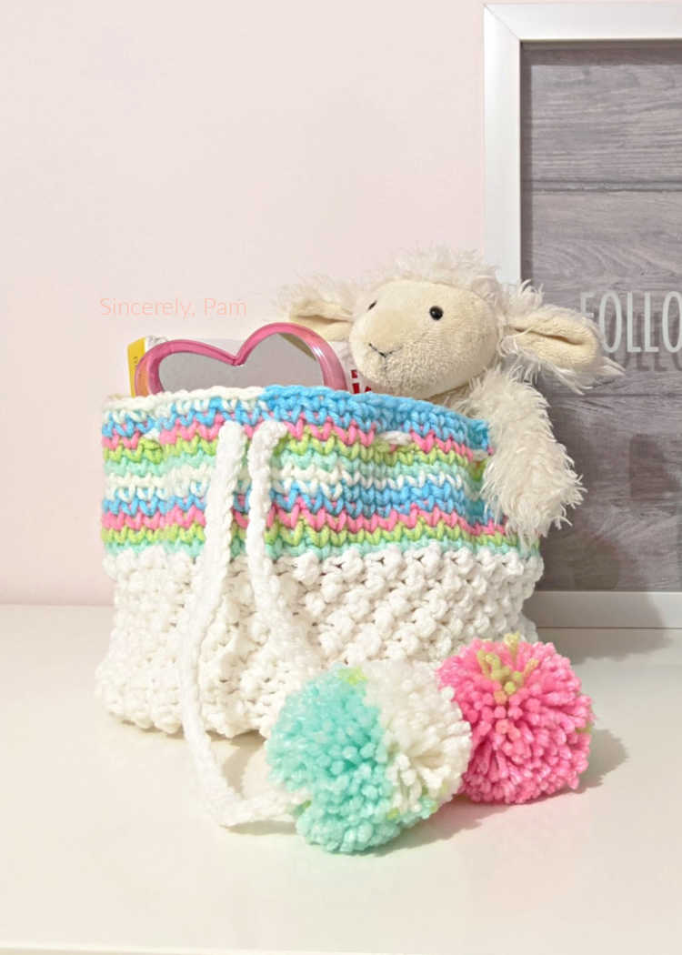 Drawstring Basket Crochet Pattern | Sincerely pam